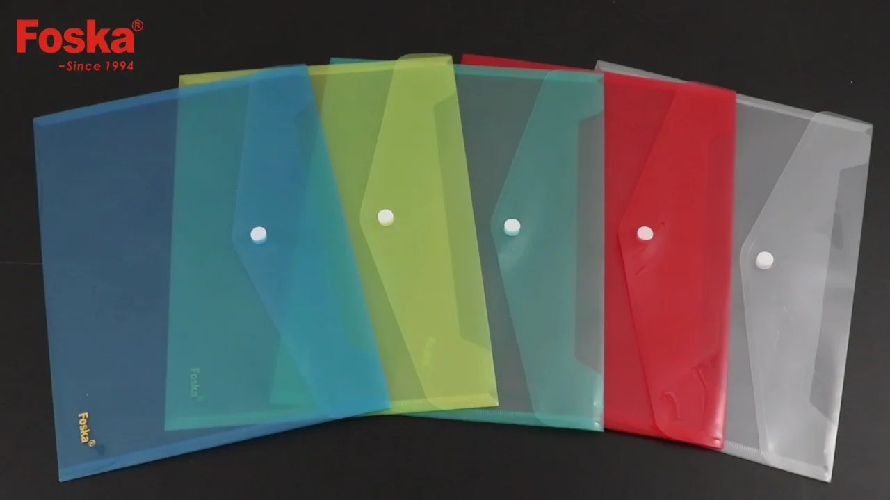 Foska A4 Office Plastic Folder File Envelope Clear Document Bag With ...