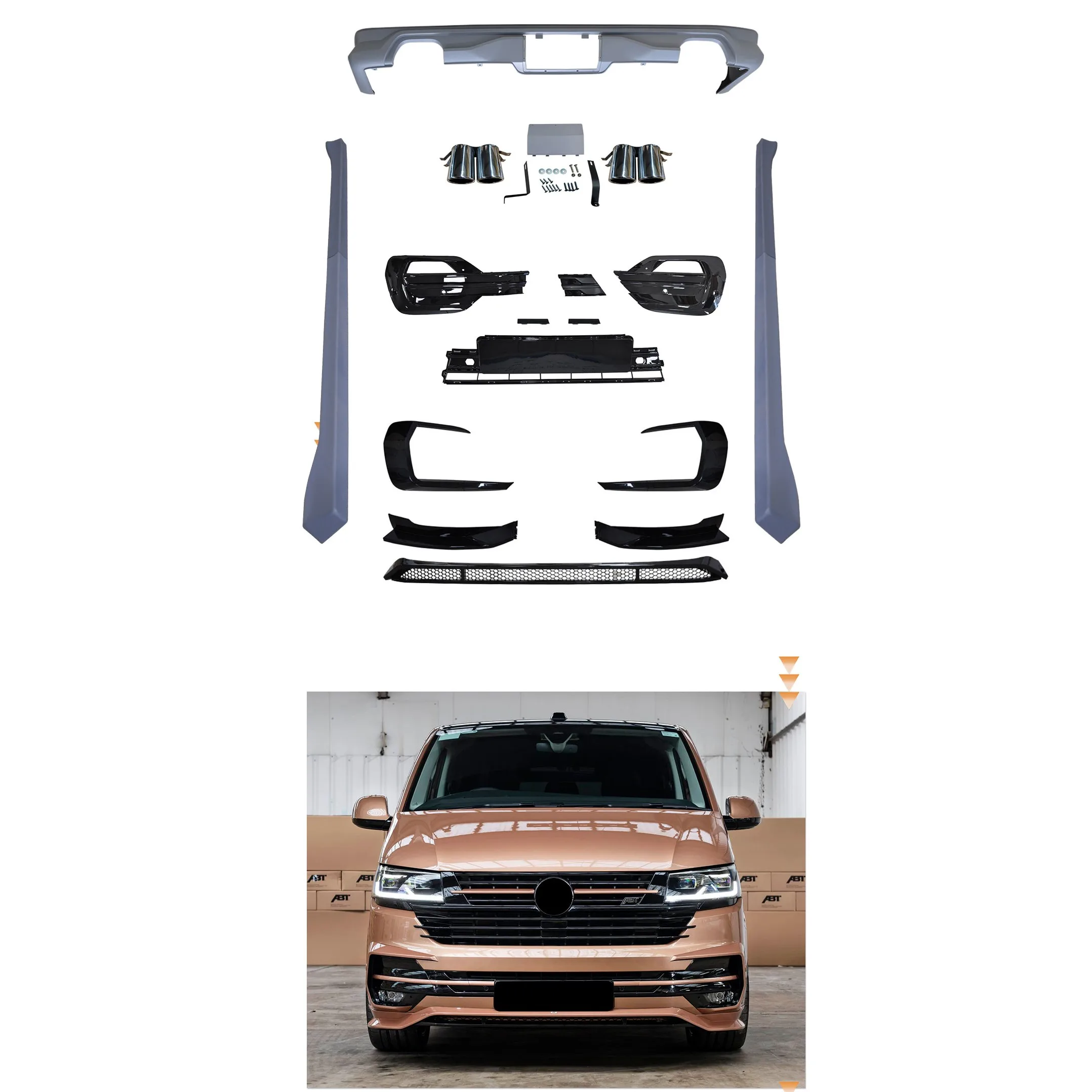 RSU tuning parts Modify body kits Multivan VI rear diffuser spoiler Car ...