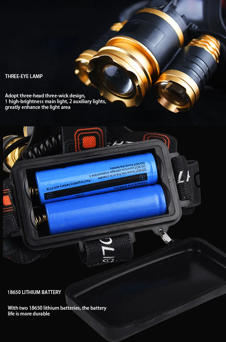 1100 Lumen Headtorch Xhp50 Big Dual Light Source Headlight Lamp Led Mx ...