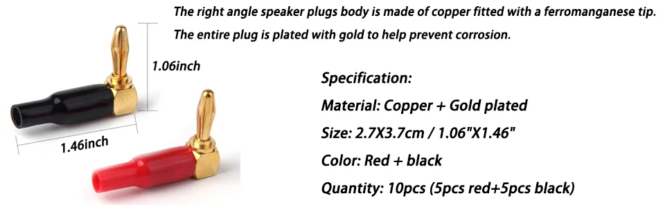 AIO Right Angle 4mm Banana Plugs PVC+Brass Jack Banana Plug Banana Twin ...