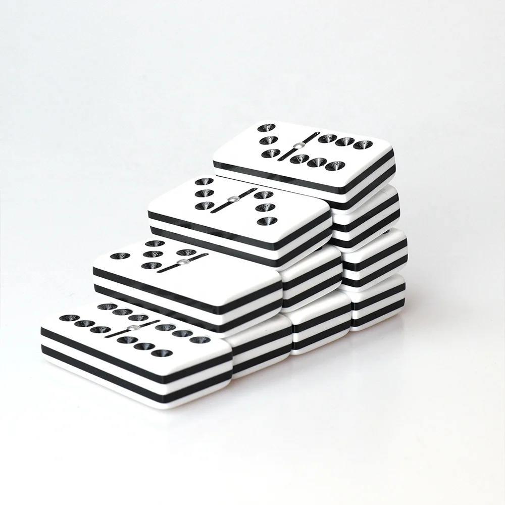 Factory Double 6 Six Acrylic Dominoes Game Set Black White Five Layer ...