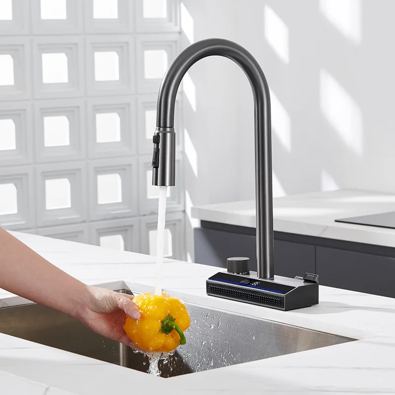 Modern Pull Down Single Handle Multifunctional Digital Display Flying ...