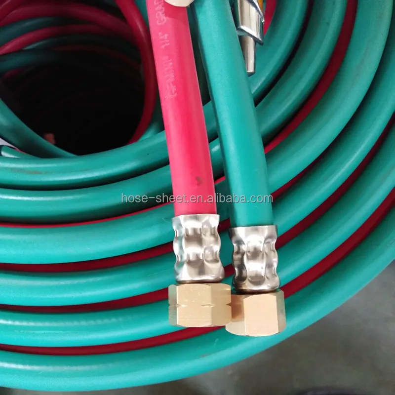 Iso Gree And Red Rubber Twin Welding Hose And Assembly 20bar Double ...