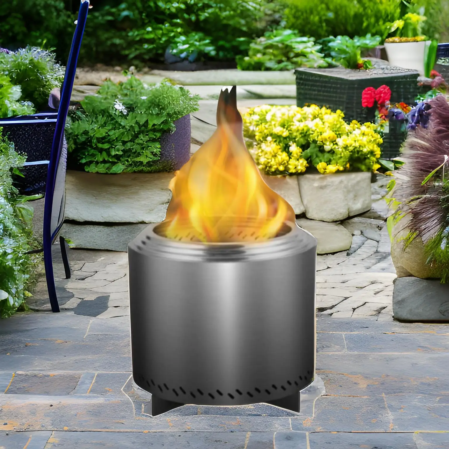 Smokeless Fire Pit Outdoor Wood Burning Portable Fire Pit Stainless ...