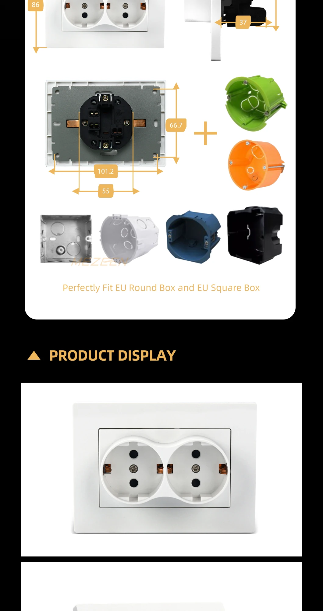 Factory Pc Plate Socket With Grounding 2 Gang Wall Mounted Socket 250v ...