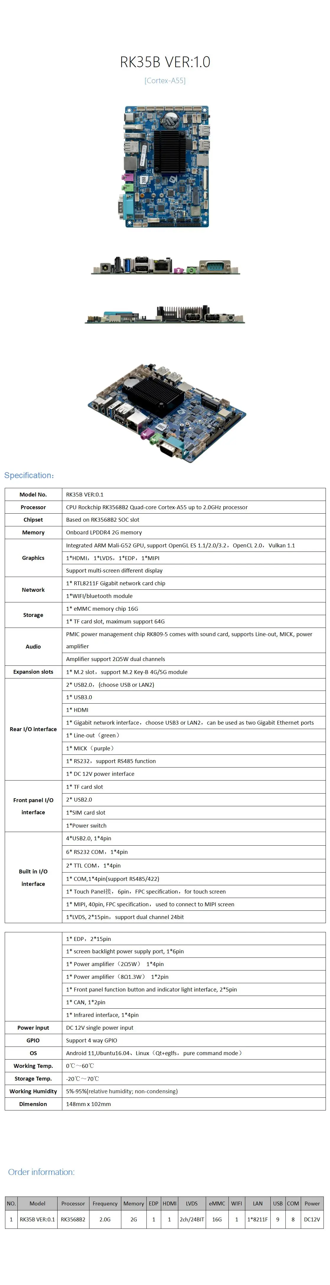 Rk35b Raspberry Pi-compatible Motherboard With Rk3568 Cpu, 8 Com, 9 Usb ...