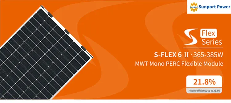 Sunport Power Flexible Panel 365w 370w 375w 380w 385w Thin Light Roofing Mono Mwt Solar Panel ...