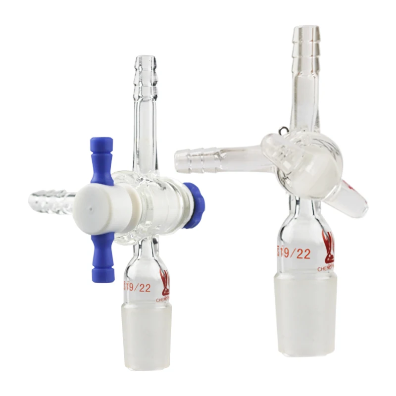 3-Way Glass Inlet Adapter with Serrated Hose T-Shape Borosilicate Glass ...