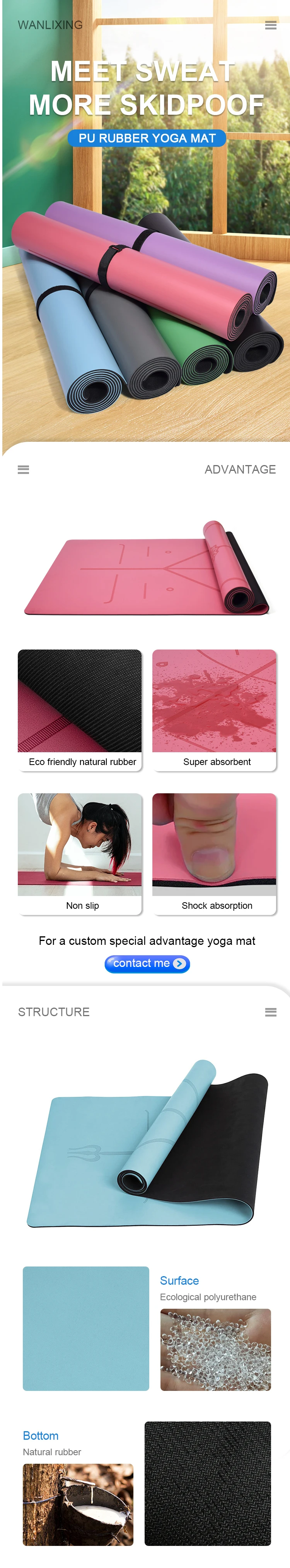 5MM Thick Custom Print Leather Yoga Mat Anti-Slip Eco-Friendly Natural Rubber Mats Premium Gym ...