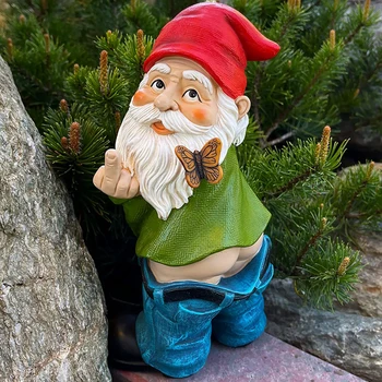Mood Lab Garden Gnomes - Pants Down Gnome - 9.3 Inch Tall Statue Lawn ...