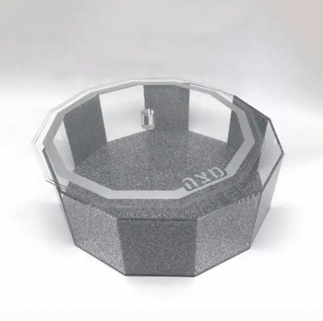 Custom Dodecagon Silver Glitter Storage Box With Lid Acrylic Matzah Box ...