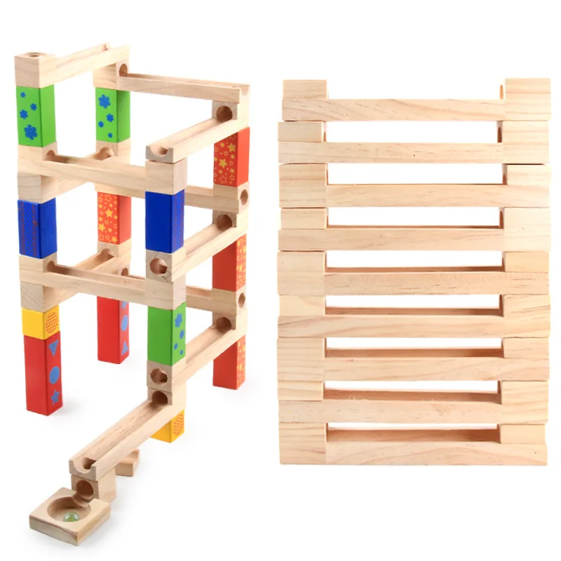 Building Game Tower Model Wooden Marble Run Track Ball Building Stack ...