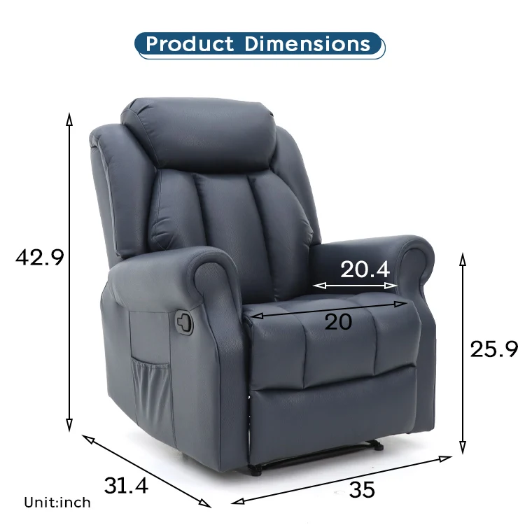 Geeksofa Modern Leather Manual Recliner Chair With Massage And Heat ...
