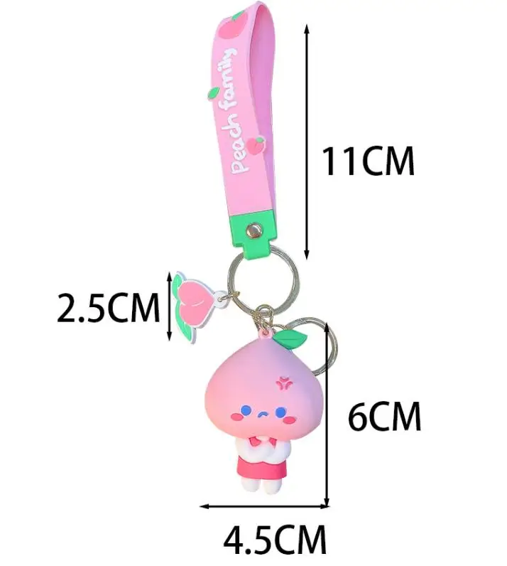 Original Cute Pink Peach Family Keychain Cartoon Pvc Dropper Doll Bag ...