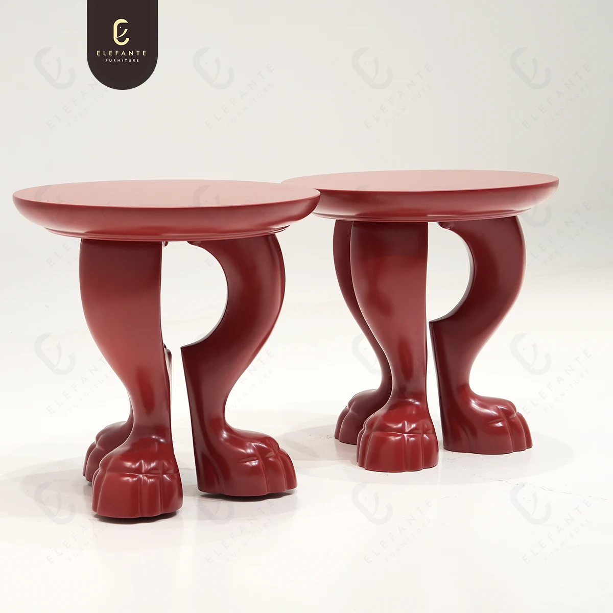 Contemporary Modern Style Wood Side Table Animal Leg Base Side Table ...