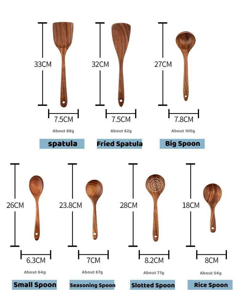 Teak Wood Kitchen Wares Set - Durable & Sustainable Utensils