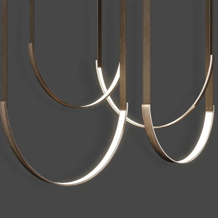 Mooodn Leather Line LED Strip Chandelier for Hotels & Villas