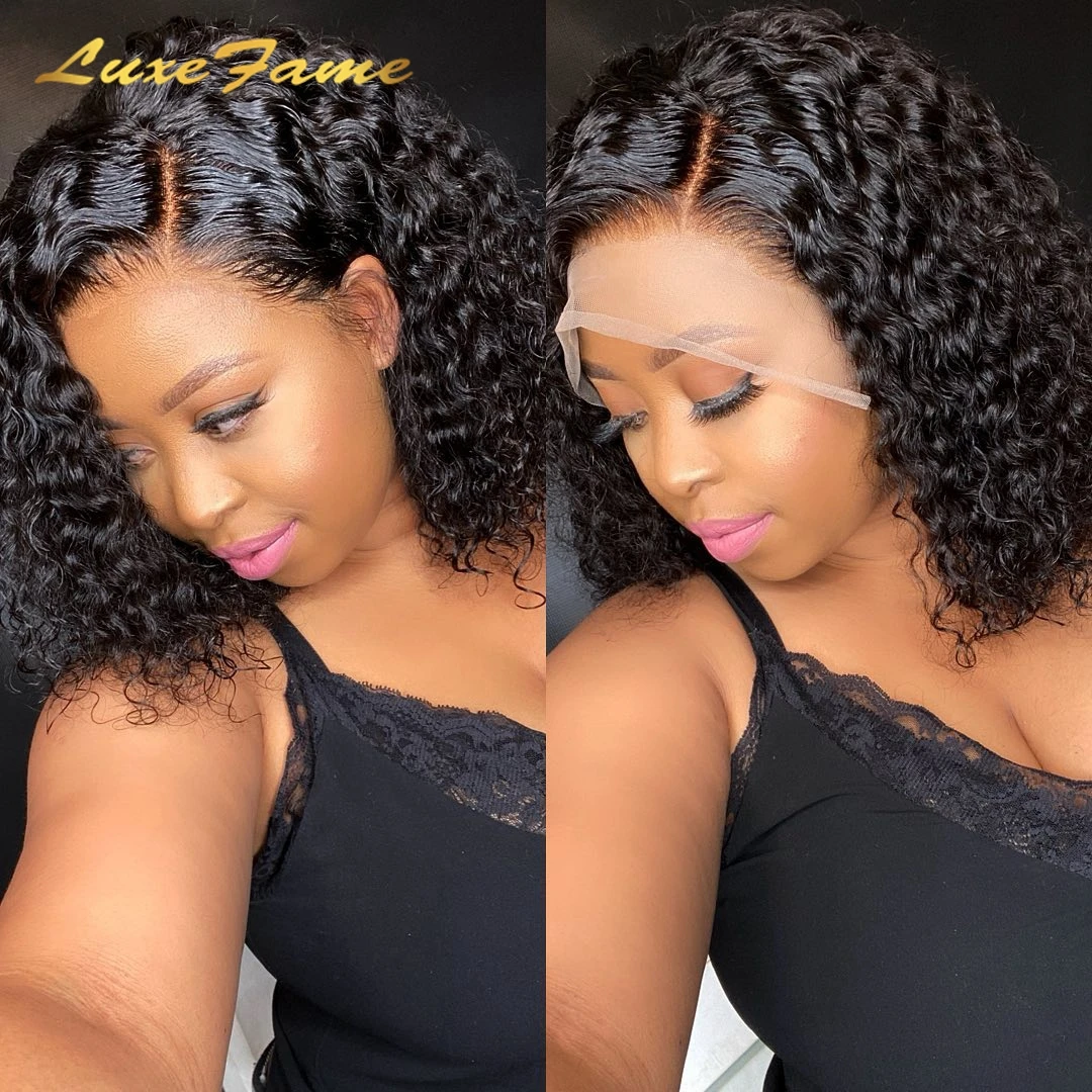 Cheap Short Bob Frontal Wigs - 100% Human Hair Kinky Curly