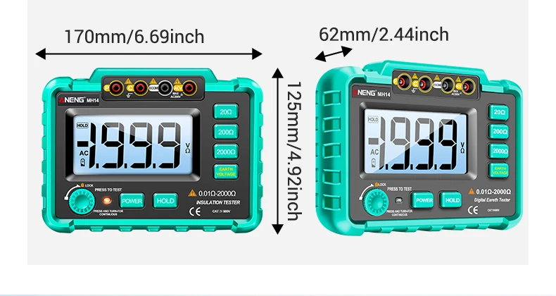 ANENG MH14 Digital Insulation Ground Resistance Megohm AC 200vrms Meter