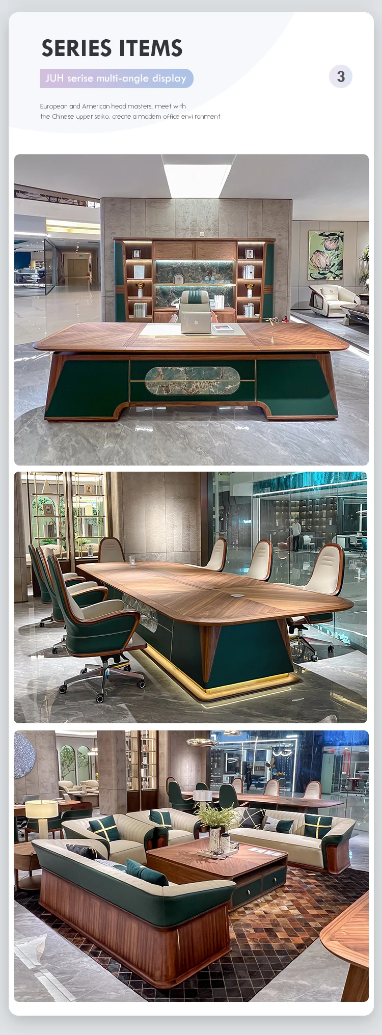 Wooden Reception Desk Long Square Tea Table Set Walnut Color Coffee ...