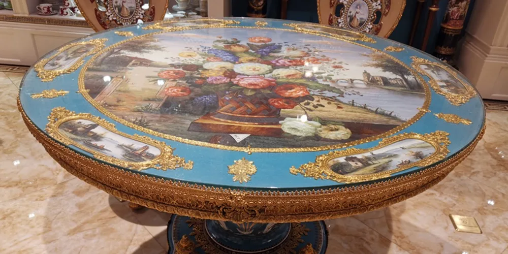 Mysterious Antique Royal Palace Purple Imperial Round Dining Table ...