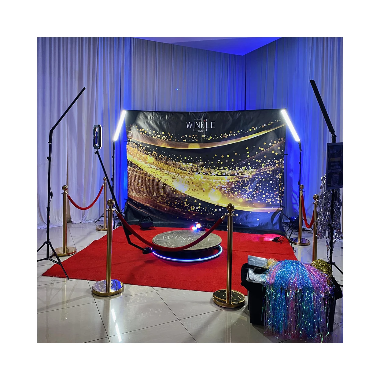 rotating 360 camera photo booth enclosure backdrop led with accessories ...
