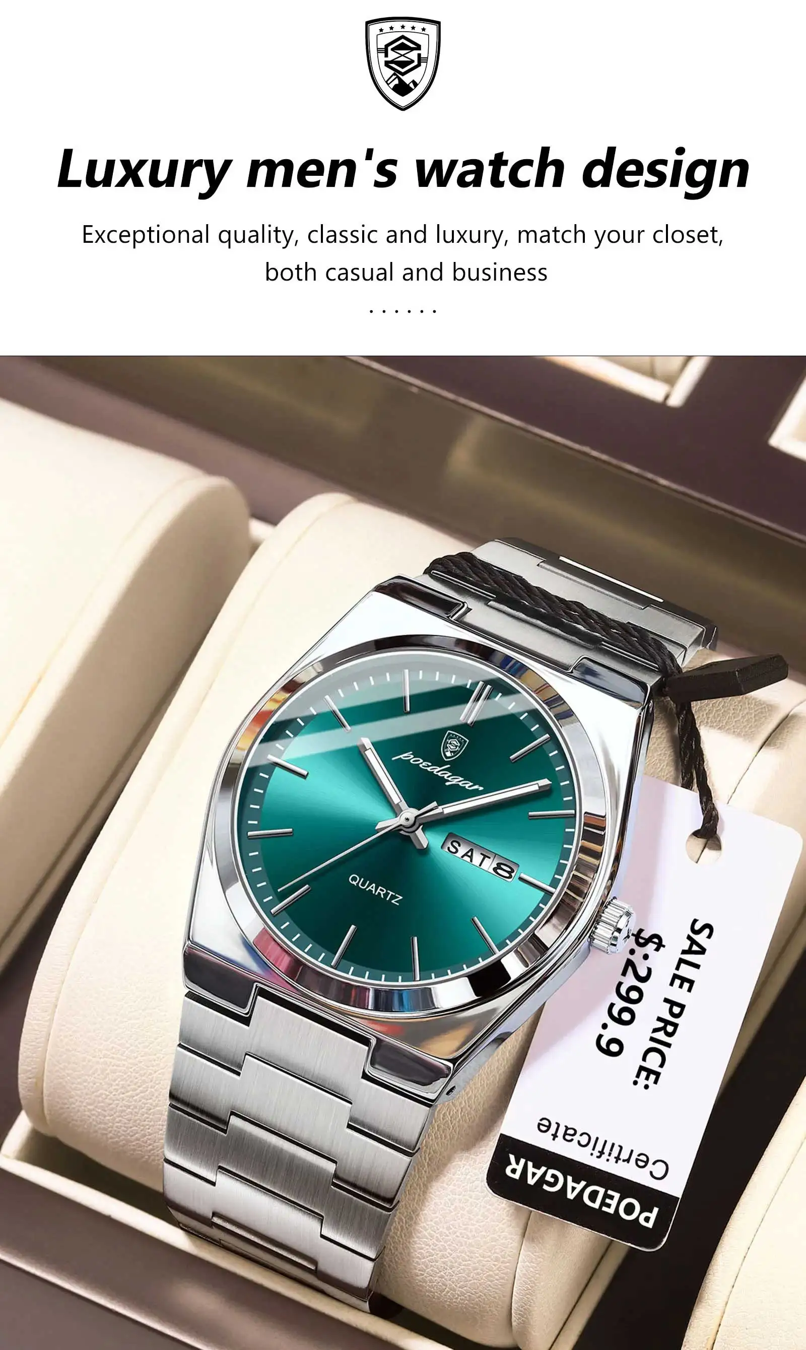 Poedagar 930 Luxury Quartz Watch - Stainless Steel Men's