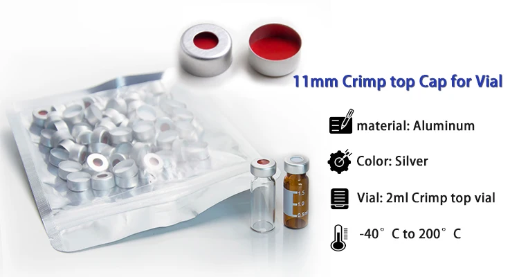 Laboratory 11mm Chromatography HPLC Vial 2ml Crimp Top Aluminum Cap ...