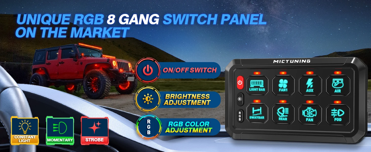 Mictuning Rgb Patterns Led Rocker Switch Control System 12v Touch ...