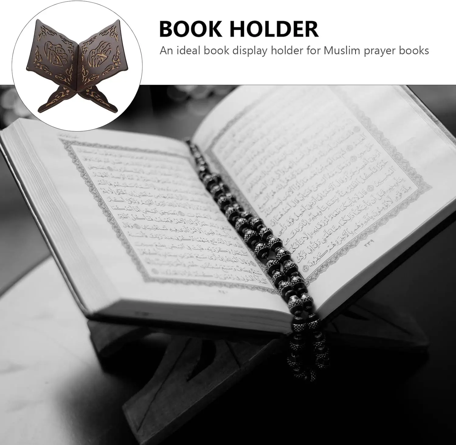 Wooden Quran Book Stand - Muslim Book Holder Islam Foldable Rehal