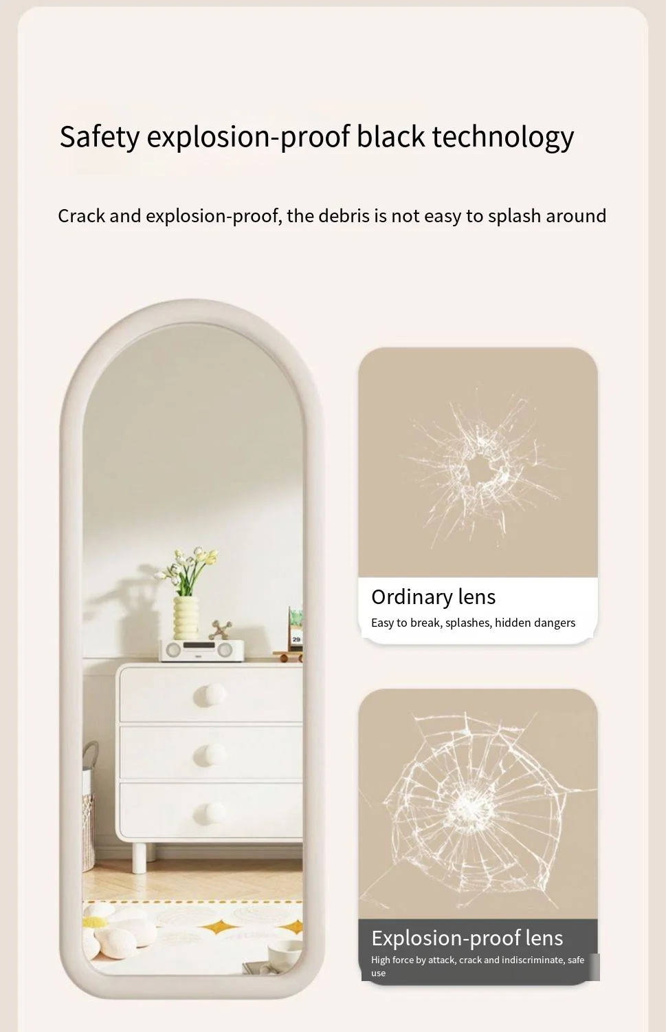Custom Modern Wavy Shape Flannel Frame Decorative Full Body Mirror For ...