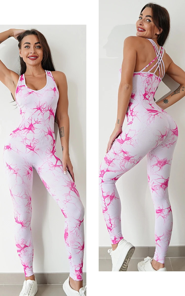 Gym One Piece Yoga Jumpsuit High Strength Fitness Tie Dye Sports Jumpsuits - Buy Tie Dye Sports ...