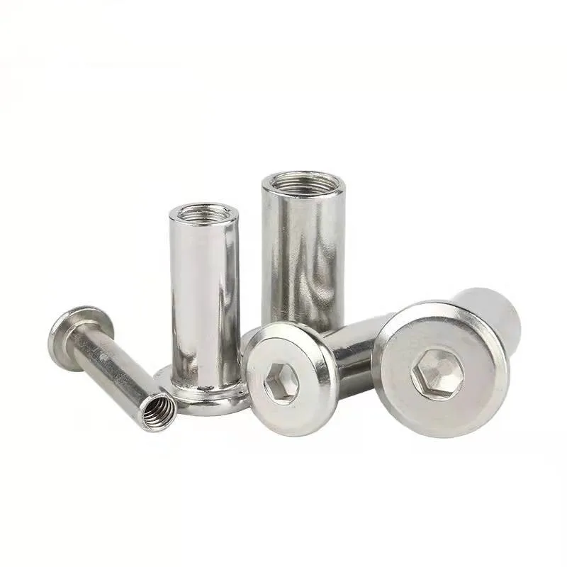 High Precision Stainless Steel M6 Barrel Nuts Flat Head Hex Socket