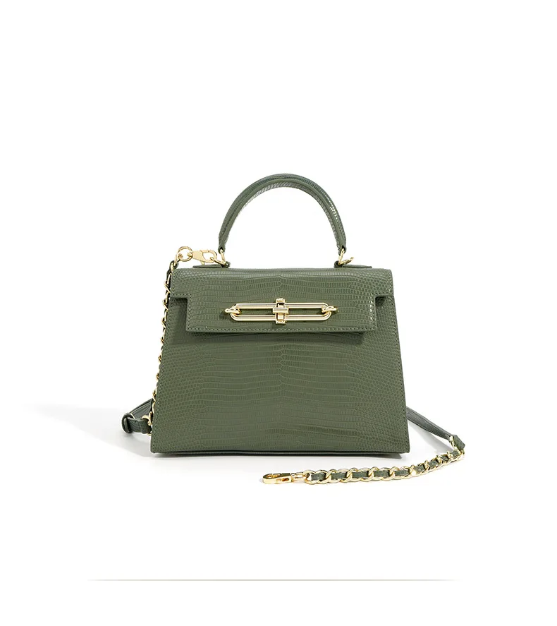 Luxury Lizard Print Cowhide Ladies Handbag - Stylish & Durable