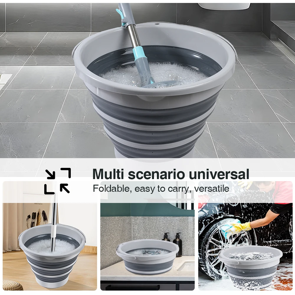 Foldable 10l 15l 20l Silicone Washing Collapsible Mop Bucket Outdoor Fishing Camping Beach 20 ...