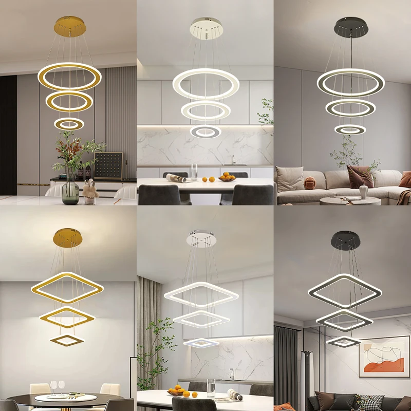 Minimalist Home Rings Led Chandelier Pendant Light Hanging Lamp Led ...