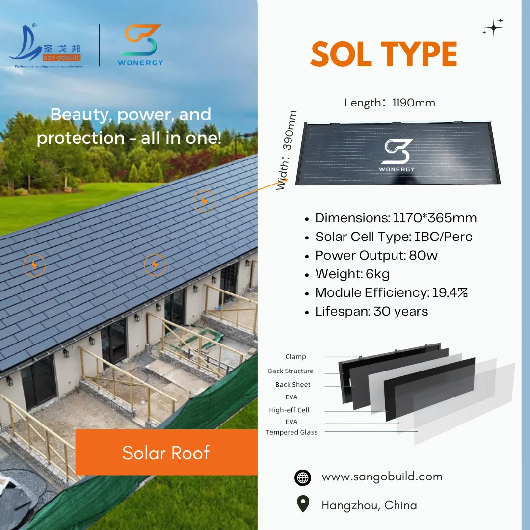 BIPV Roofing System - Solar Shingle Roof Tiles by SANGOBUILD