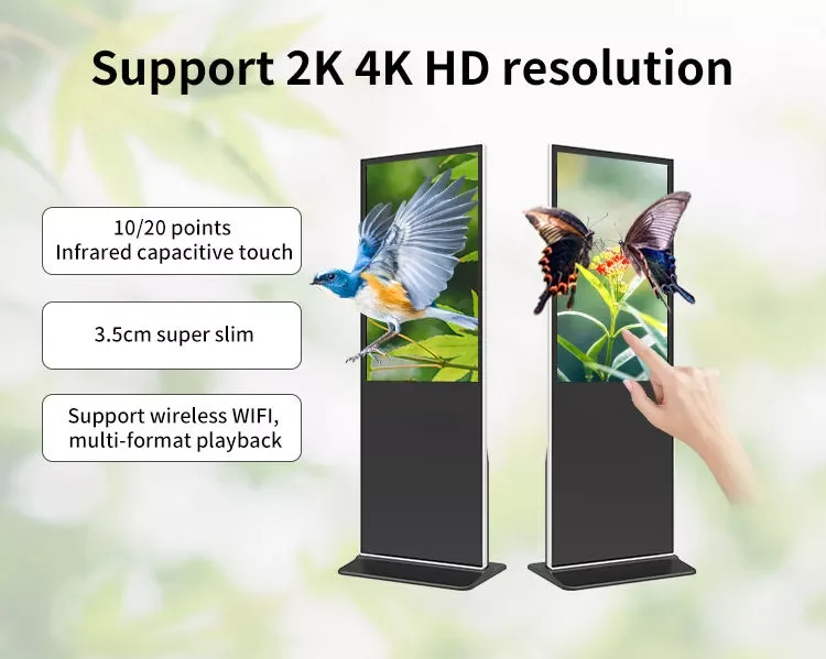 55 Inch Digital Signage Display Portable Easy To Move 4k Screen Floor ...