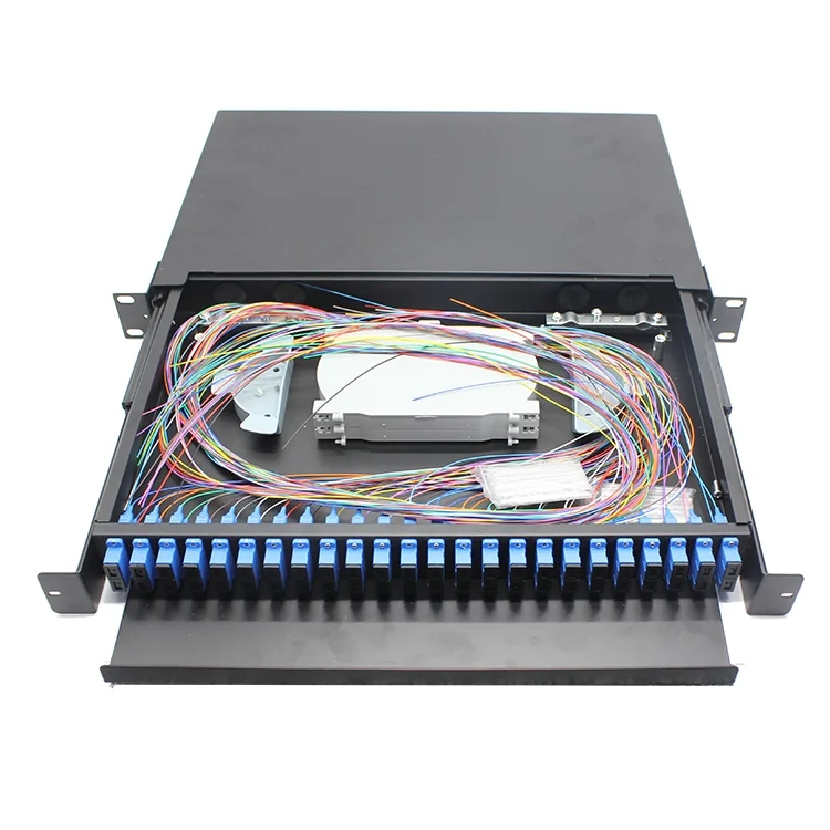 Sliding Drawer Type Fiber Optic Distribution Box,48 Ports Fiber Optic ...