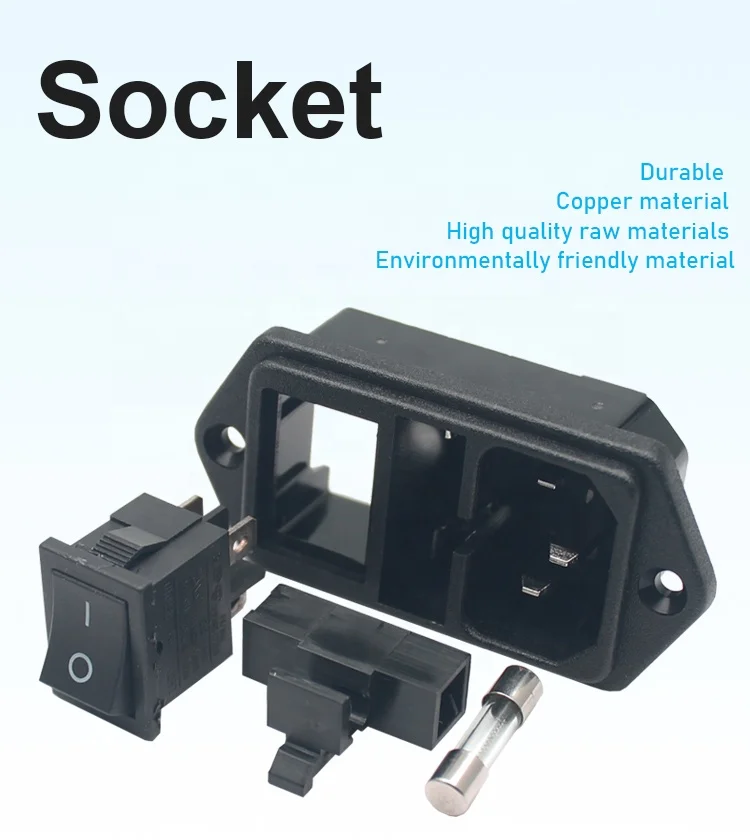 IEC Electrical Switch Connector Female Plug AC Power Inlet