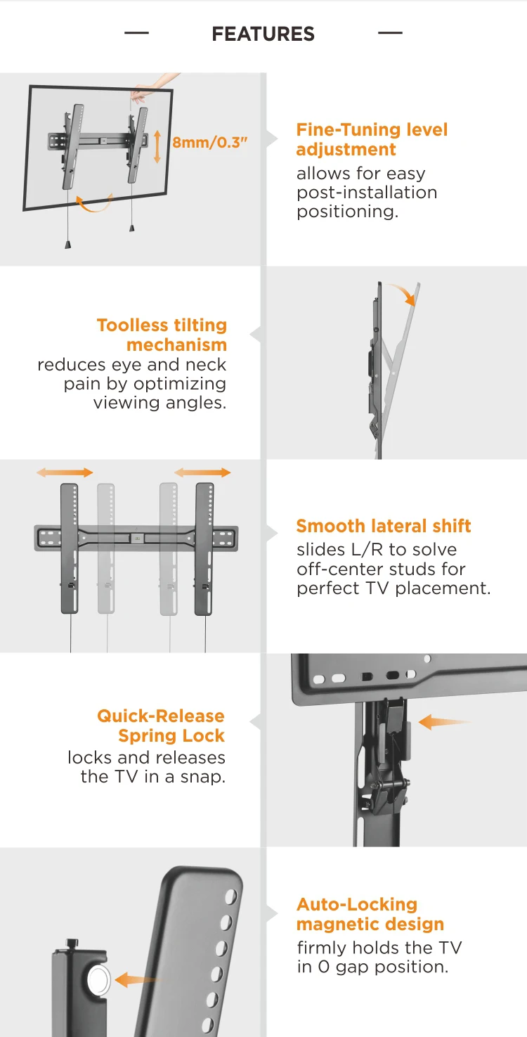 Wholesale OEM ODM Tilting TV Wall Mount Holder Bracket