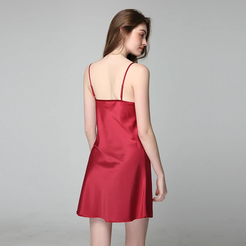 Satin Sling Sleeveless Robe Silk Dress Knee Length for Women Sexy ...