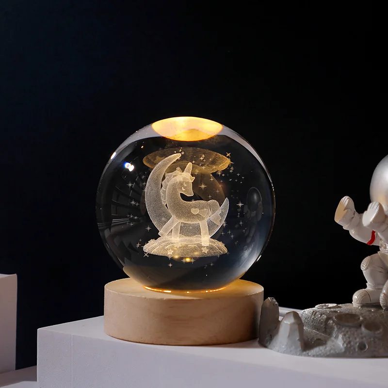 3D Art Crystal Ball Night Lamp - Luminous Solar System Decor