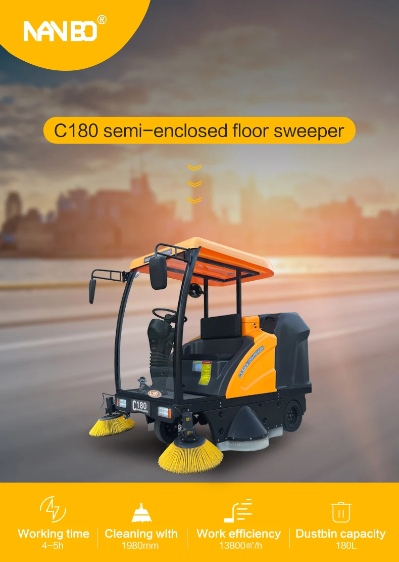 Electric Double-Barrel Filter Floor Sweeper Machine New Condition Semi ...