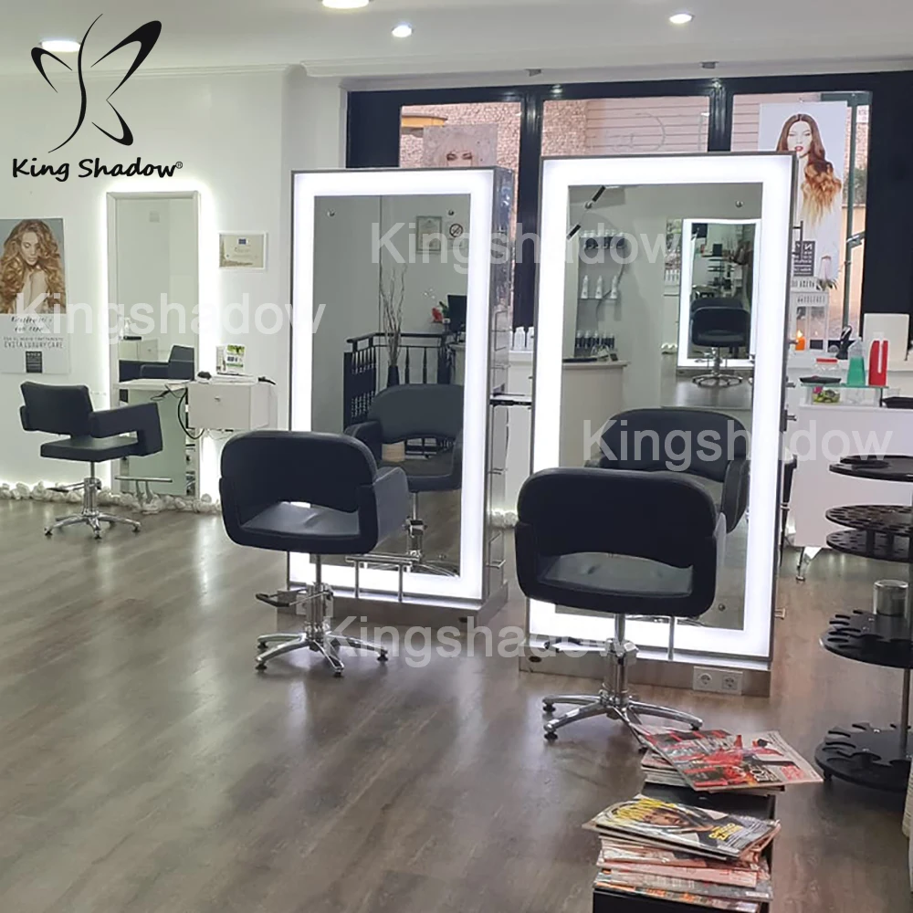 Barbershop Furniture Hairdressing Mirror Styling Salon Stations Double ...