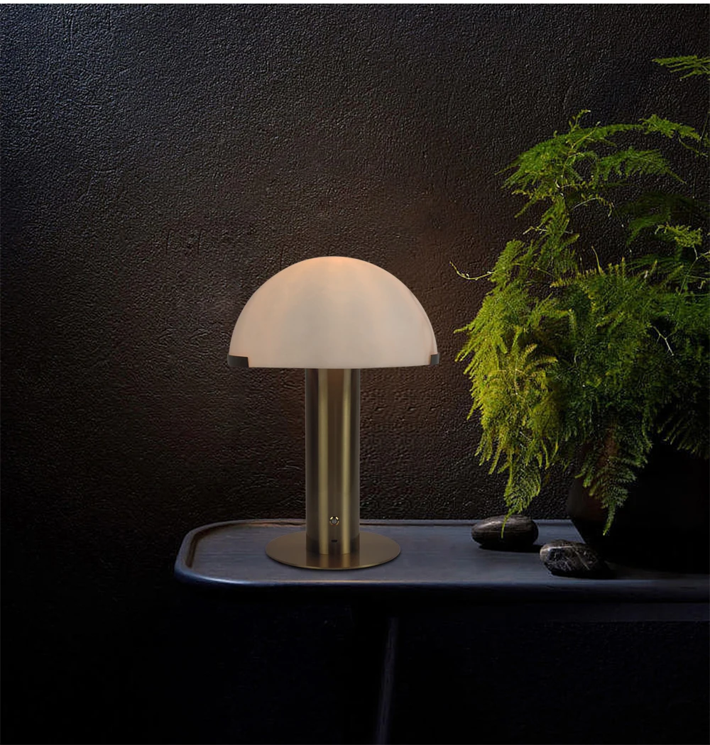 Faux Alabaster Half the Moon Table Lamp - Luxury & Dimmable