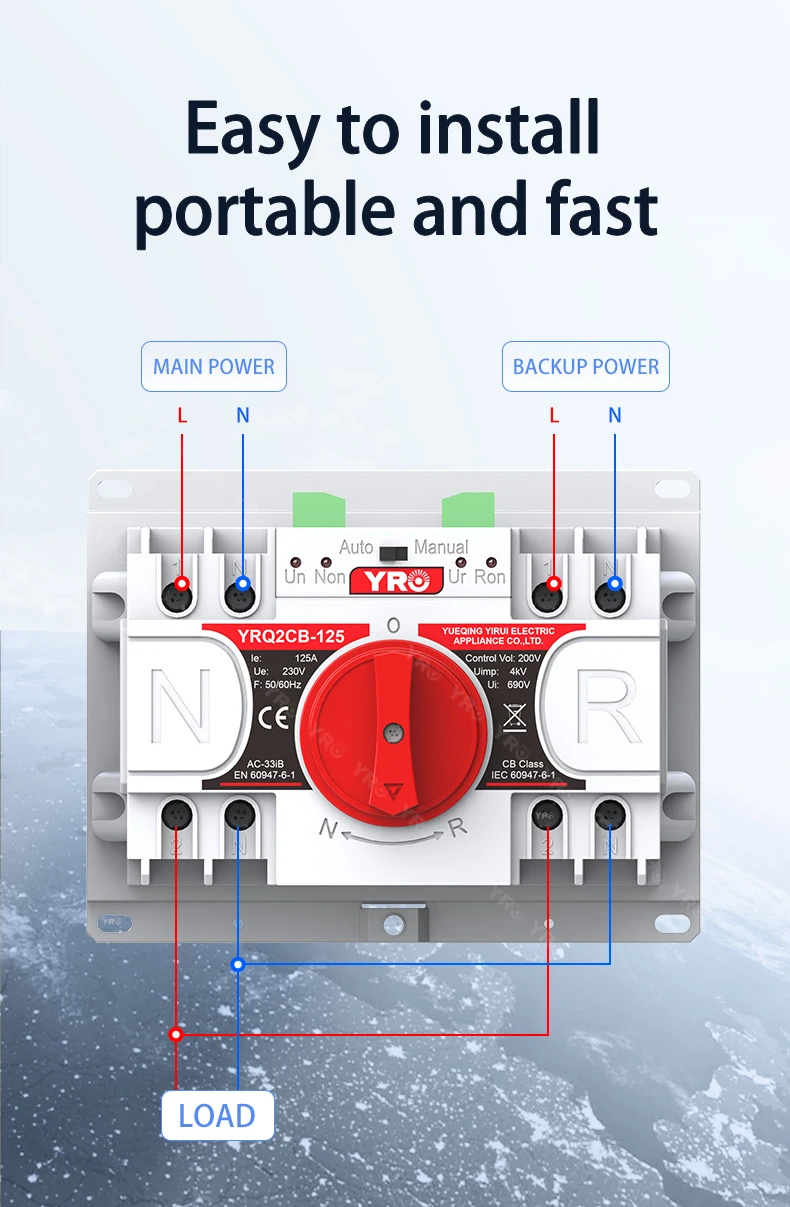 YRO Dual Power Automatic Transfer Switch ATS 125A - Reliable