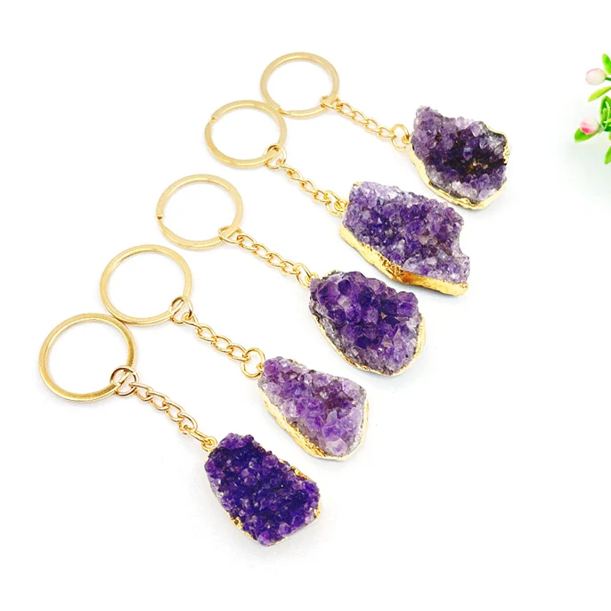 Semi-precious Stone Crafts Crystal Bag Pendant Raw Amethyst Clusters ...