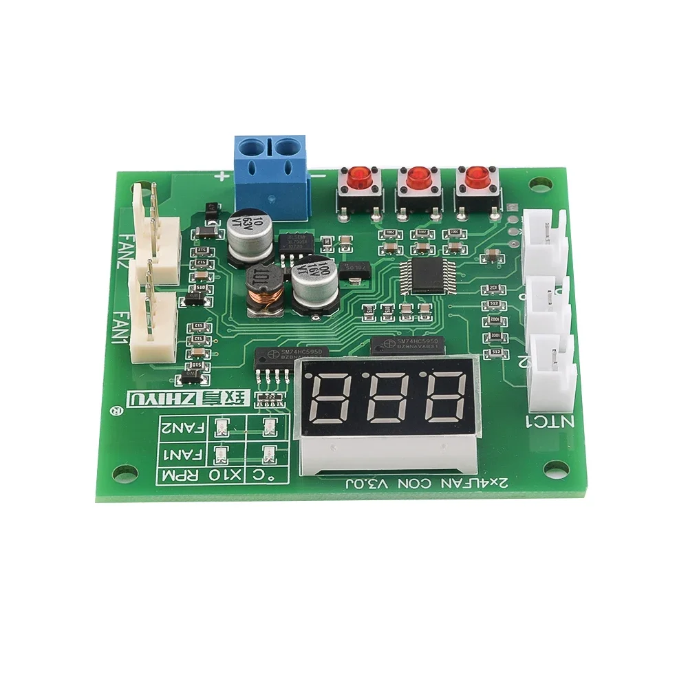 Dc 12v 2 Channel 4 Wire Fan Pwm Temperature Controller Pc Fan Motor ...