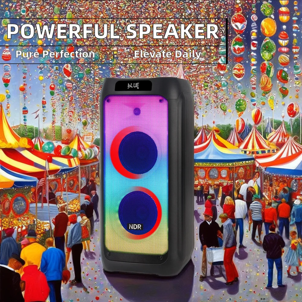 NDR-810 8" RGB 40W Portable Wireless Speaker with Microphone